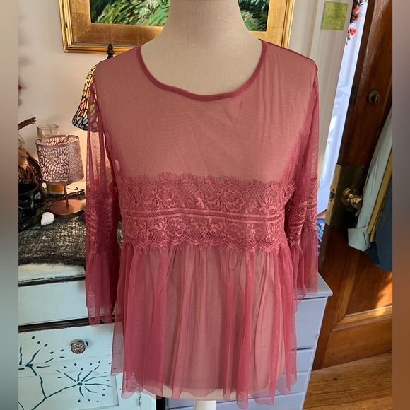 Ups And Downs | Tops | Ups And Downs Mesh Shirt Top L Rose Pink Vguc ...